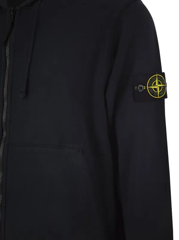 Stone Island Organic Cotton Zip-up Hoodie - Blue