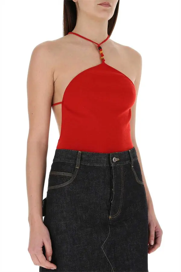 Bottega Veneta Stretch Cashmere Blend Bodysuit - Red