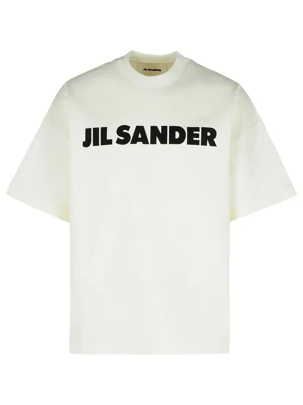 JIL SANDER Cotton T-shirt With Logo Print - Cream