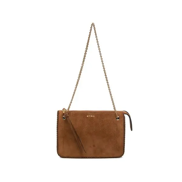 Etro Suede Braided Trim Shoulder Bag - Brown