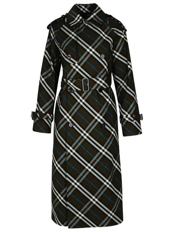 Burberry Check Polyester Trench Coat