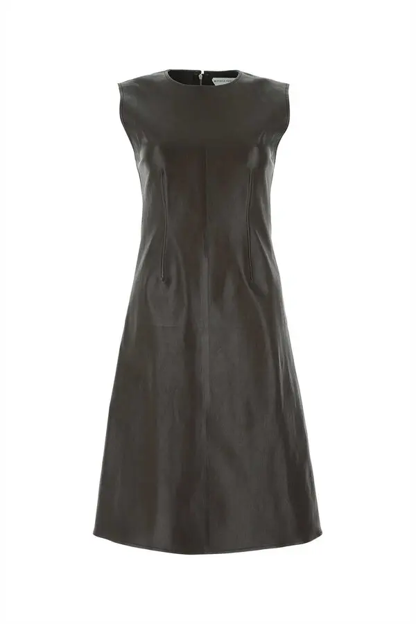Bottega Veneta Dark Nappa Leather Dress - Brown