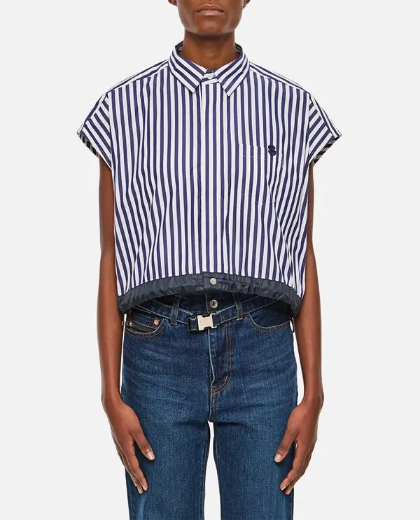 Sacai Sleeveless Striped Cotton Poplin Shirt