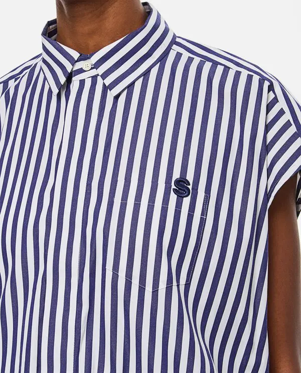 Sacai Sleeveless Striped Cotton Poplin Shirt