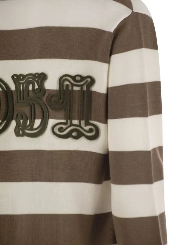Max Mara Fiemme Long Striped Wool Cardigan With 1951 Motif - Multicolor