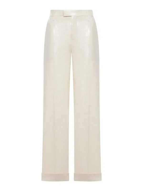 Brunello Cucinelli Tailored Wide-leg Linen Trousers - Multicolor