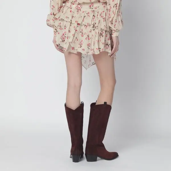 Isabel Marant Étoile Beige Floral Print Ruffled Mini Skirt - Cream