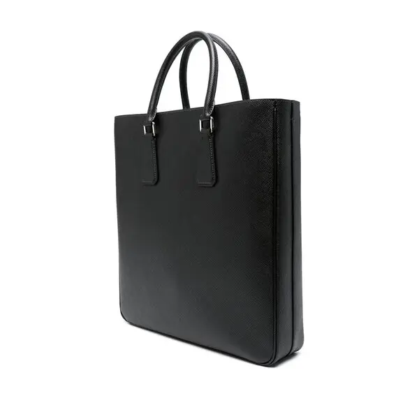 Prada Saffiano Leather Tote Bag With Enamel Triangle Logo