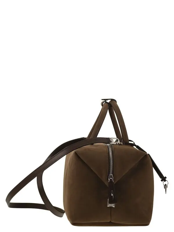 Max Mara Large Nubuck Leather Satchel With Folded Sides - Brown