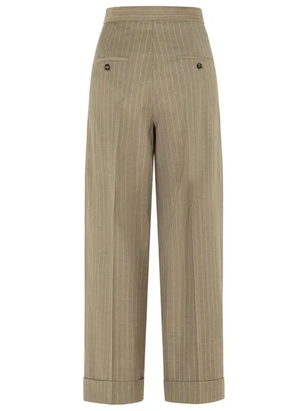 Max Mara Manet Virgin Wool Striped Trousers - Cream