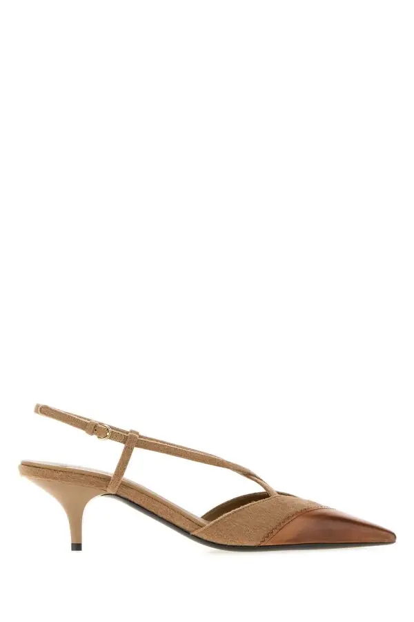 Miu Miu Chocolate Leather Slingback Sandals With 9cm Heel - Multicolor