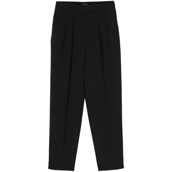 Giorgio Armani Tapered Silk Trousers With Glitter Detailing - Black