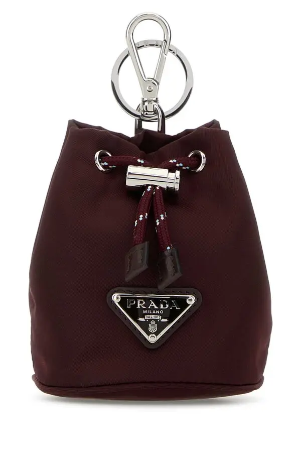 Prada Burgundy Fabric Key Ring - Red