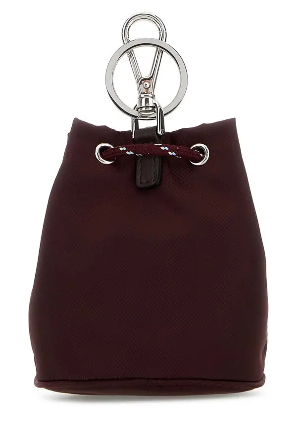 Prada Burgundy Fabric Key Ring - Red