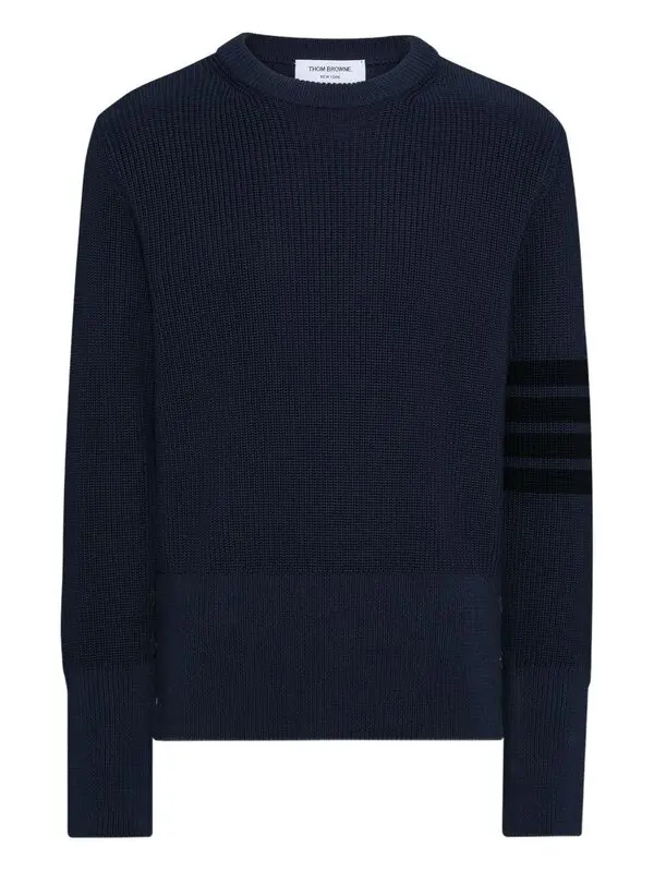 Thom Browne Cotton Sweater With Sleeve Stripes And Side Buttons