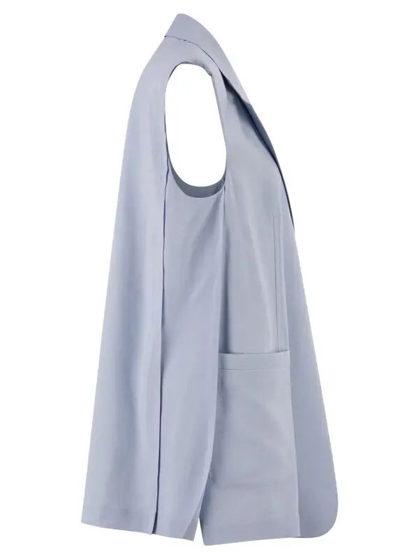 Sportmax Tailored Sleeveless Vest In Viscose And Paper Blend - Blue