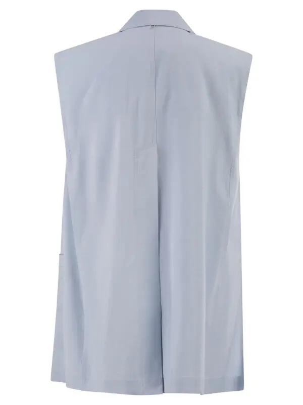 Sportmax Tailored Sleeveless Vest In Viscose And Paper Blend - Blue