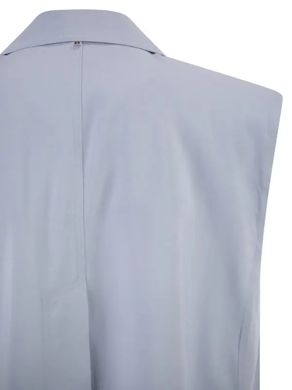 Sportmax Tailored Sleeveless Vest In Viscose And Paper Blend - Blue