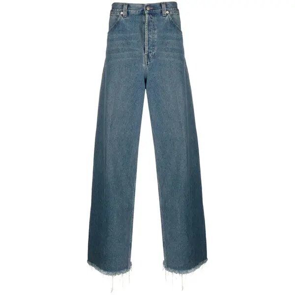 Gucci Indigo Cotton Washed Denim Wide-leg Jeans