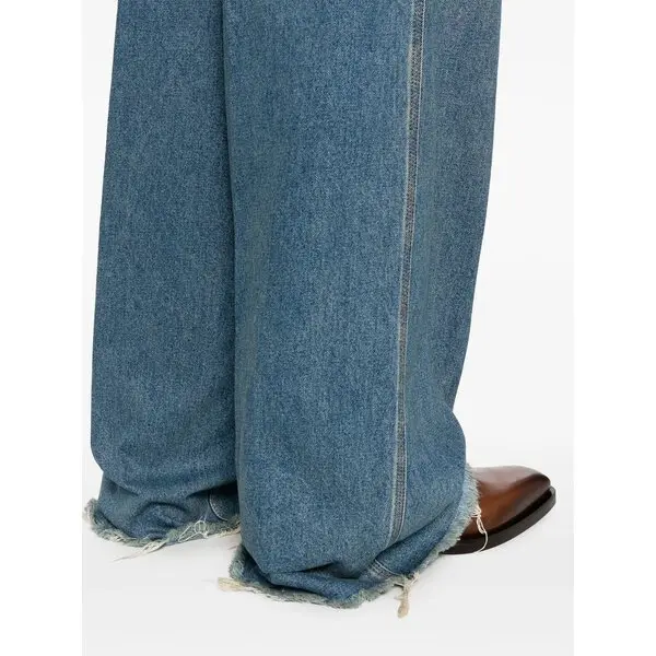 Gucci Indigo Cotton Washed Denim Wide-leg Jeans