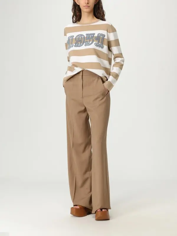 Max Mara Striped Wool Sweater With Applique Detail - Multicolor