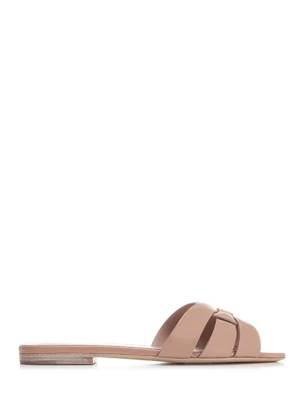 Saint Laurent Tribute Flat Leather Sandal - Multicolor