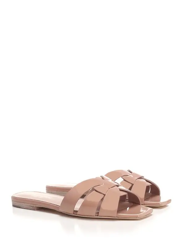 Saint Laurent Tribute Flat Leather Sandal - Multicolor