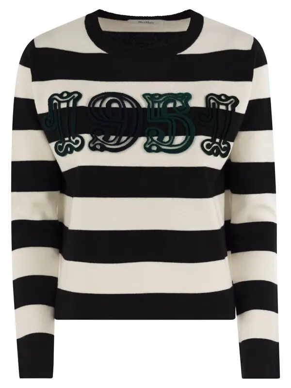 Max Mara Viterbo Striped Wool Sweater With Embroidered Detail - Multicolor