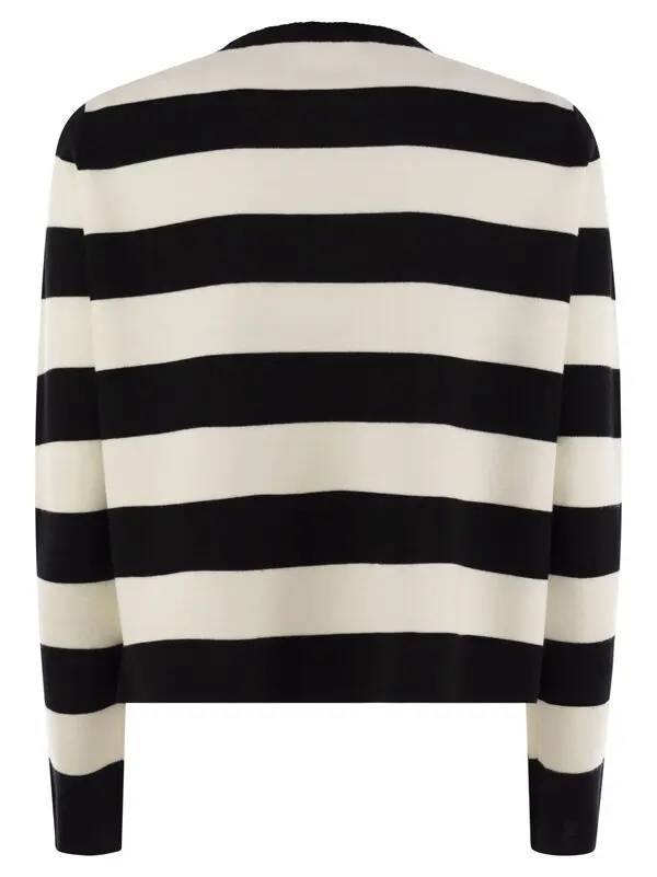 Max Mara Viterbo Striped Wool Sweater With Embroidered Detail - Multicolor
