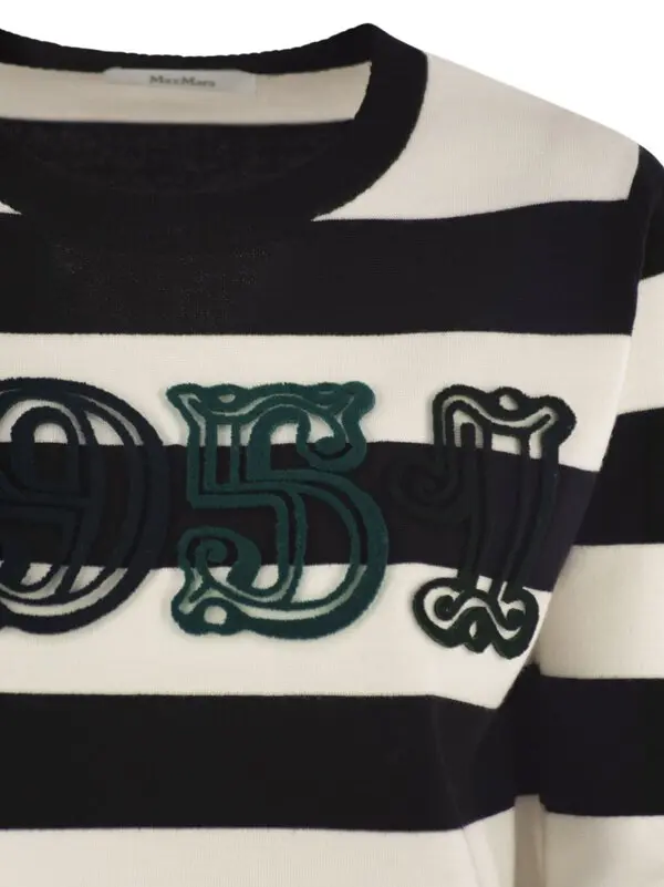 Max Mara Viterbo Striped Wool Sweater With Embroidered Detail - Multicolor