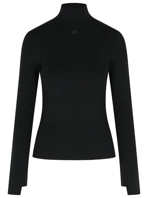 COURREGES Ribbed Turtleneck Sweater - Black