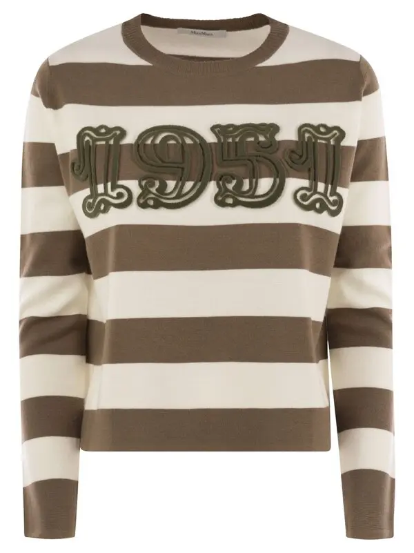 Max Mara Viterbo Striped Wool Sweater With "1951" Embroidery - Multicolor