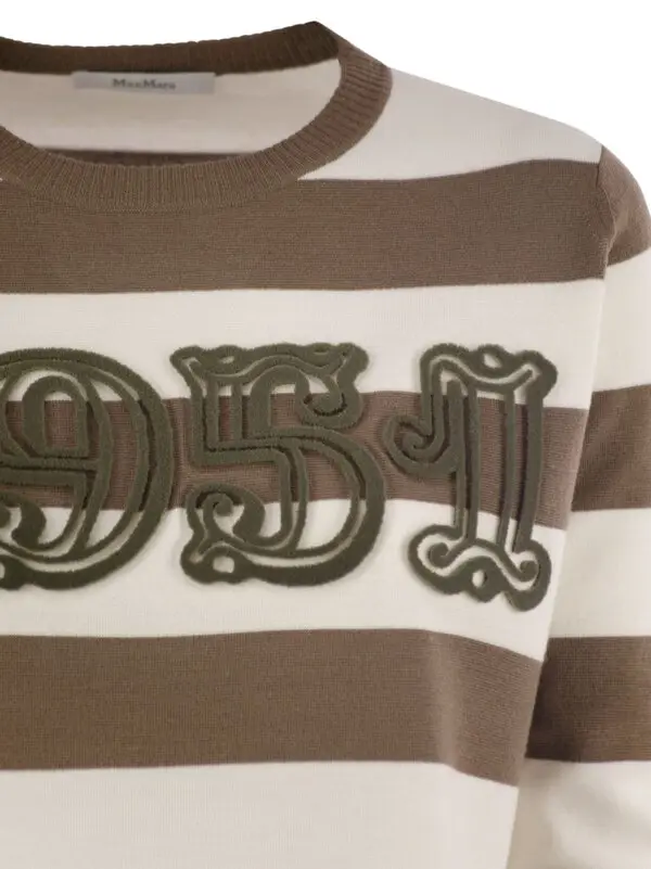 Max Mara Viterbo Striped Wool Sweater With "1951" Embroidery - Multicolor