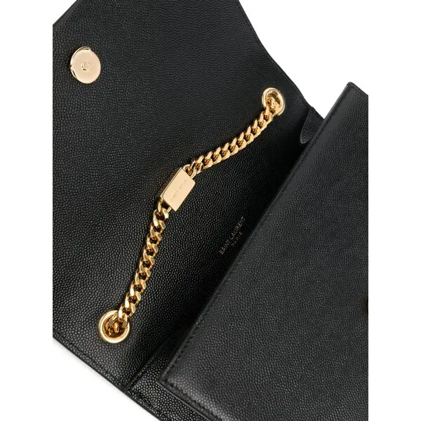 Saint Laurent Leather Cassandre Shoulder Bag - Black