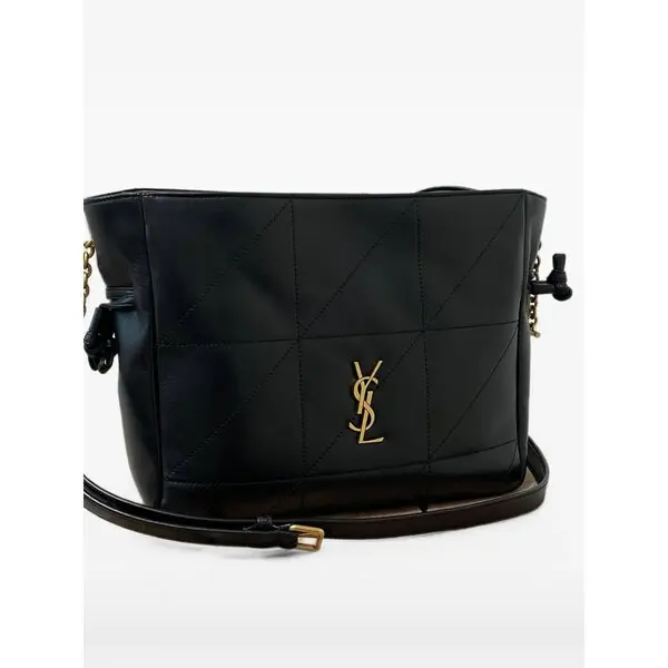 Saint Laurent Leather Cassandre Shoulder Bag - Black