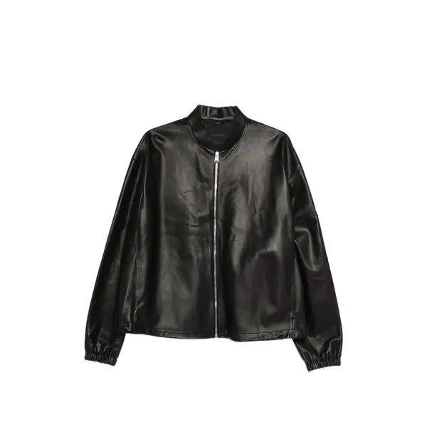 Fendi Leather Bomber Jacket - Black
