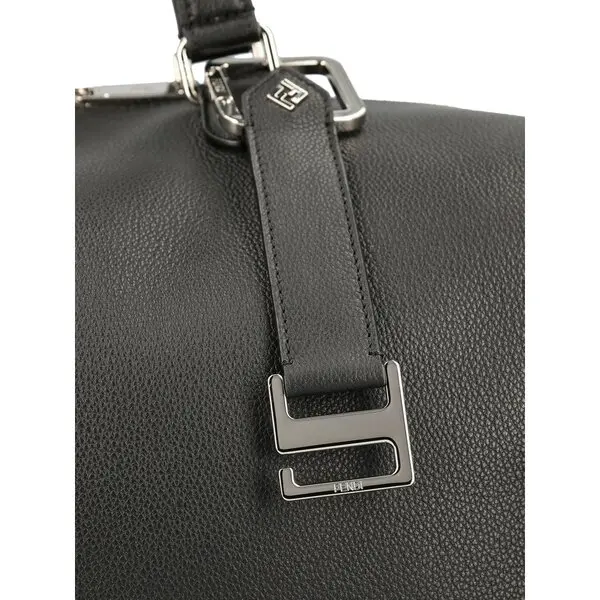 Fendi Grained Leather Luggage Bag - Black