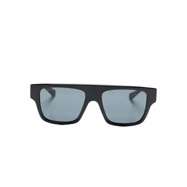 Gucci Rectangle Frame Sunglasses With Grey Lenses - Black