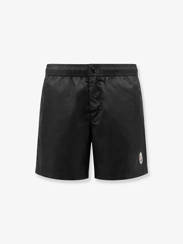 Moncler Nylon Swim Trunks With Logo Patch - Multicolor