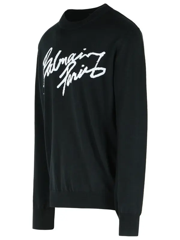 Balmain Merino Wool Sweater With Contrast Logo