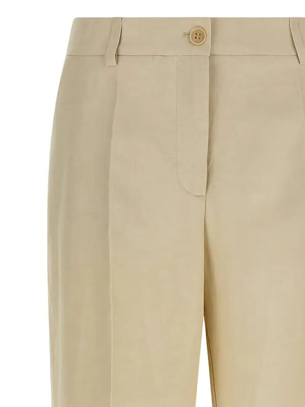 P.a.r.o.s.h Raisa26 Wide Leg Viscose Linen Trousers - Cream