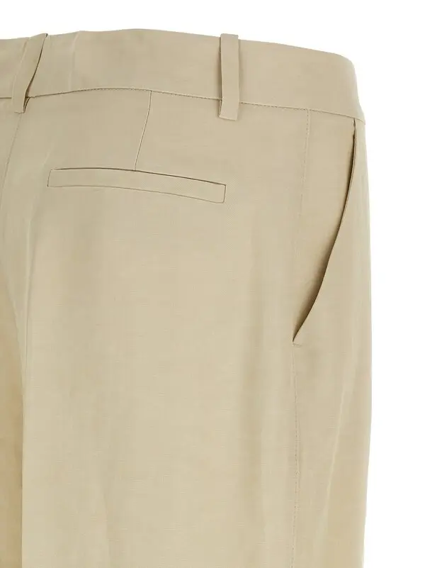 P.a.r.o.s.h Raisa26 Wide Leg Viscose Linen Trousers - Cream
