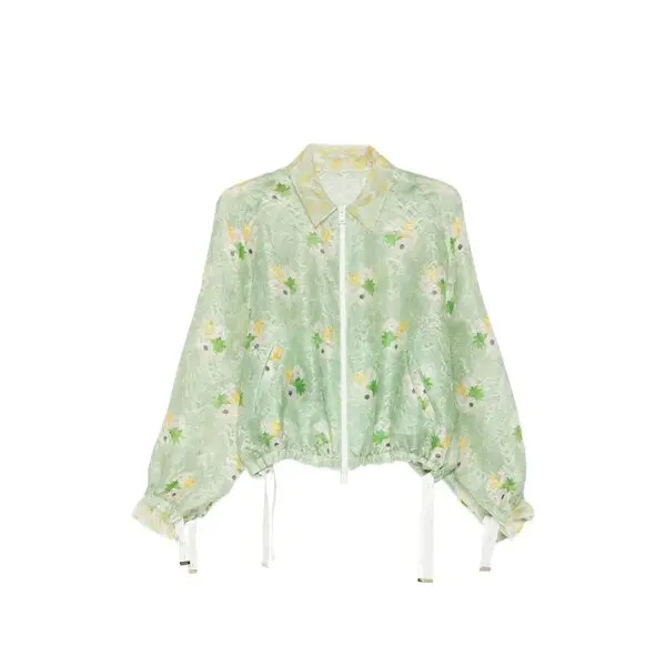 Fendi Floral Print Lace Zip-up Bomber Jacket - Green