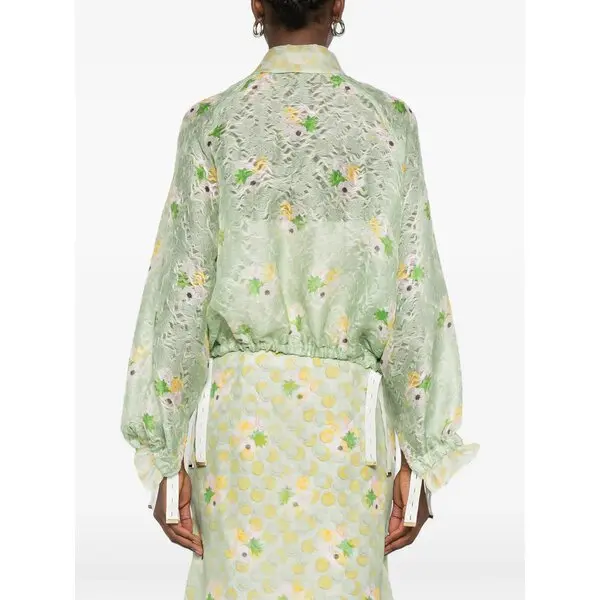 Fendi Floral Print Lace Zip-up Bomber Jacket - Green