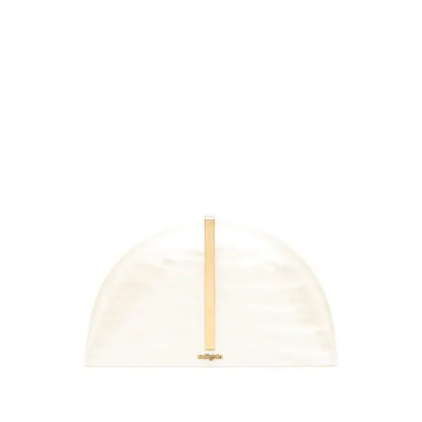 Cult Gaia White Clutch Bag With Gold-tone Hardware And Chain Strap - Cream