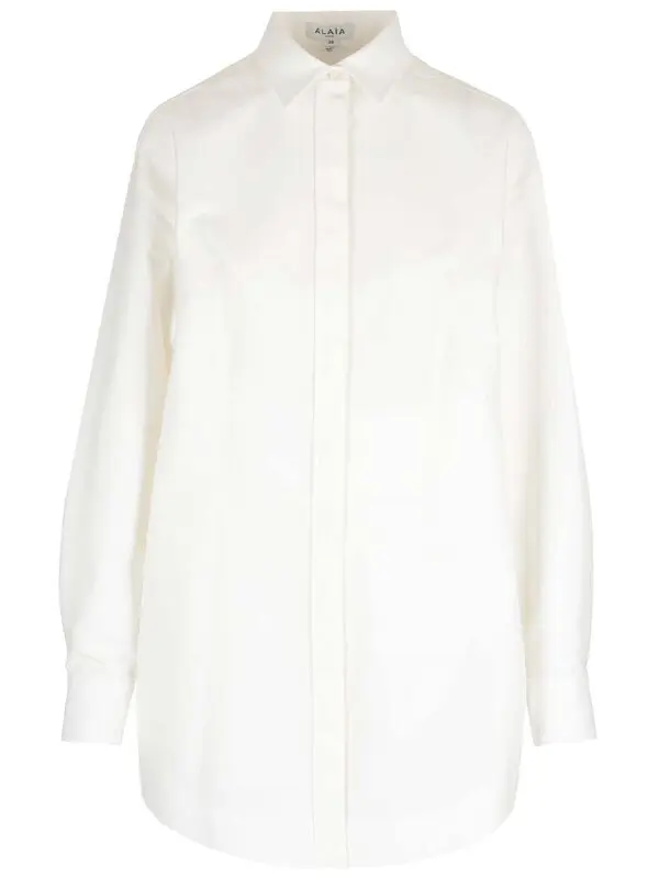 Alaïa Cotton Poplin "egg" Shirt Dress - White