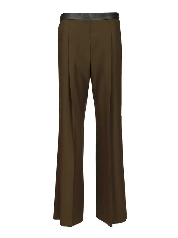 Loewe Wool Trousers With Leather Waistband