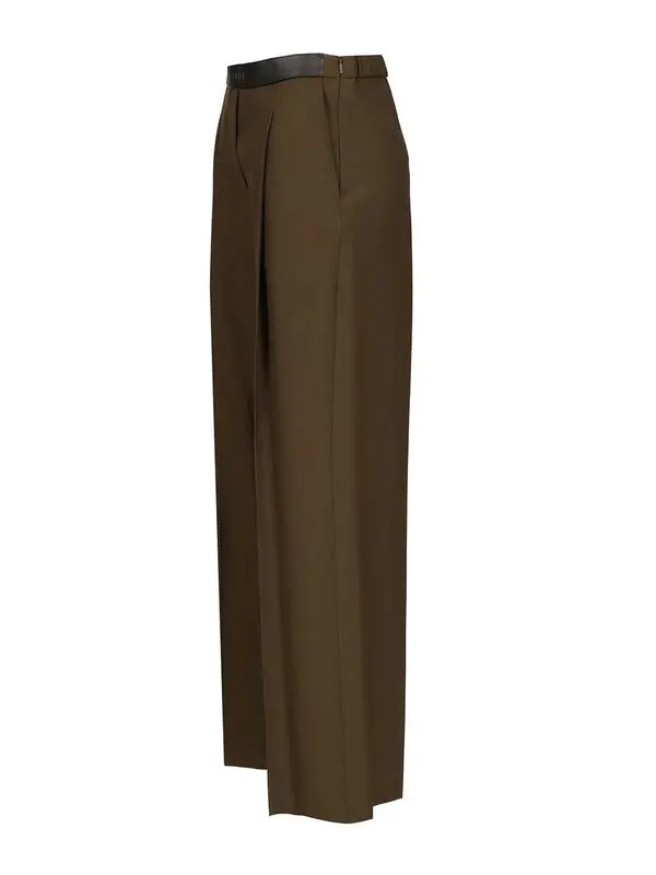 Loewe Wool Trousers With Leather Waistband