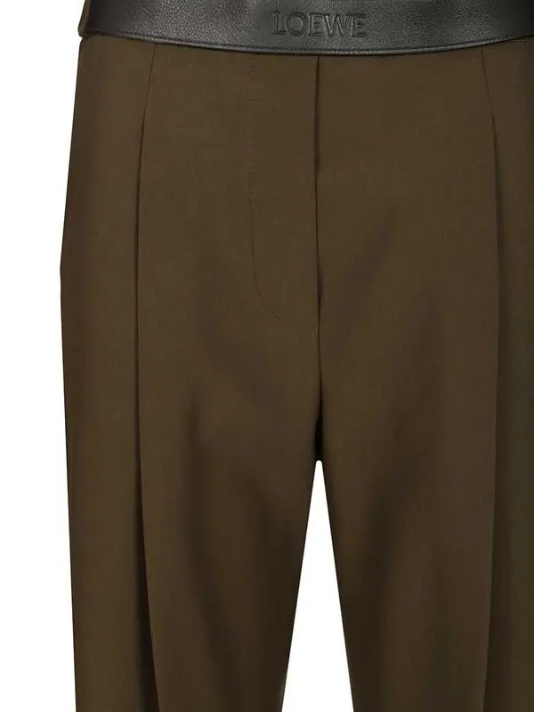 Loewe Wool Trousers With Leather Waistband