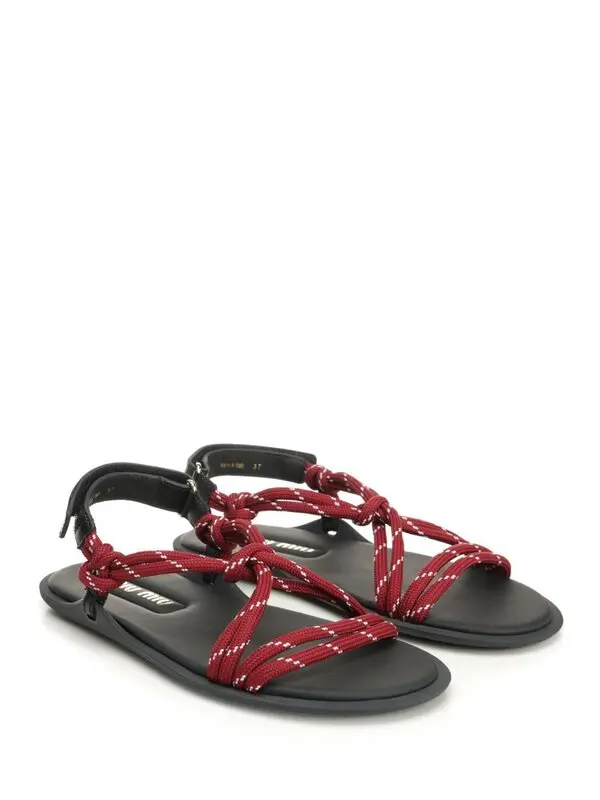 Miu Miu Riviere Rope And Leather Sandals - Red